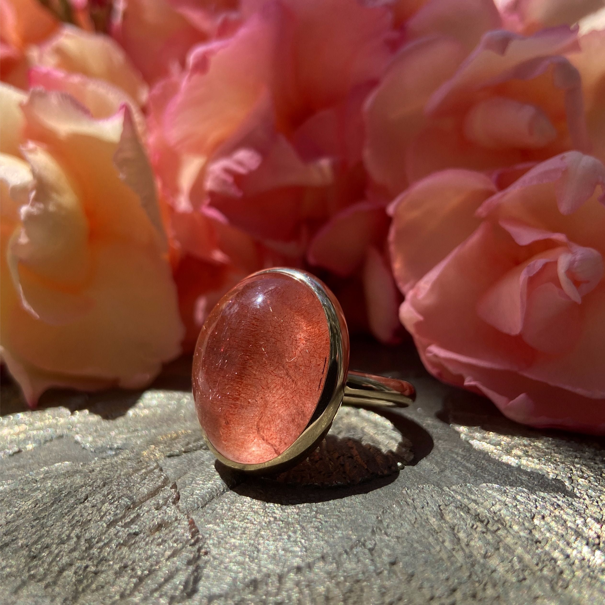 Strawberry Quartz Bubble RIng – Airy Heights Design